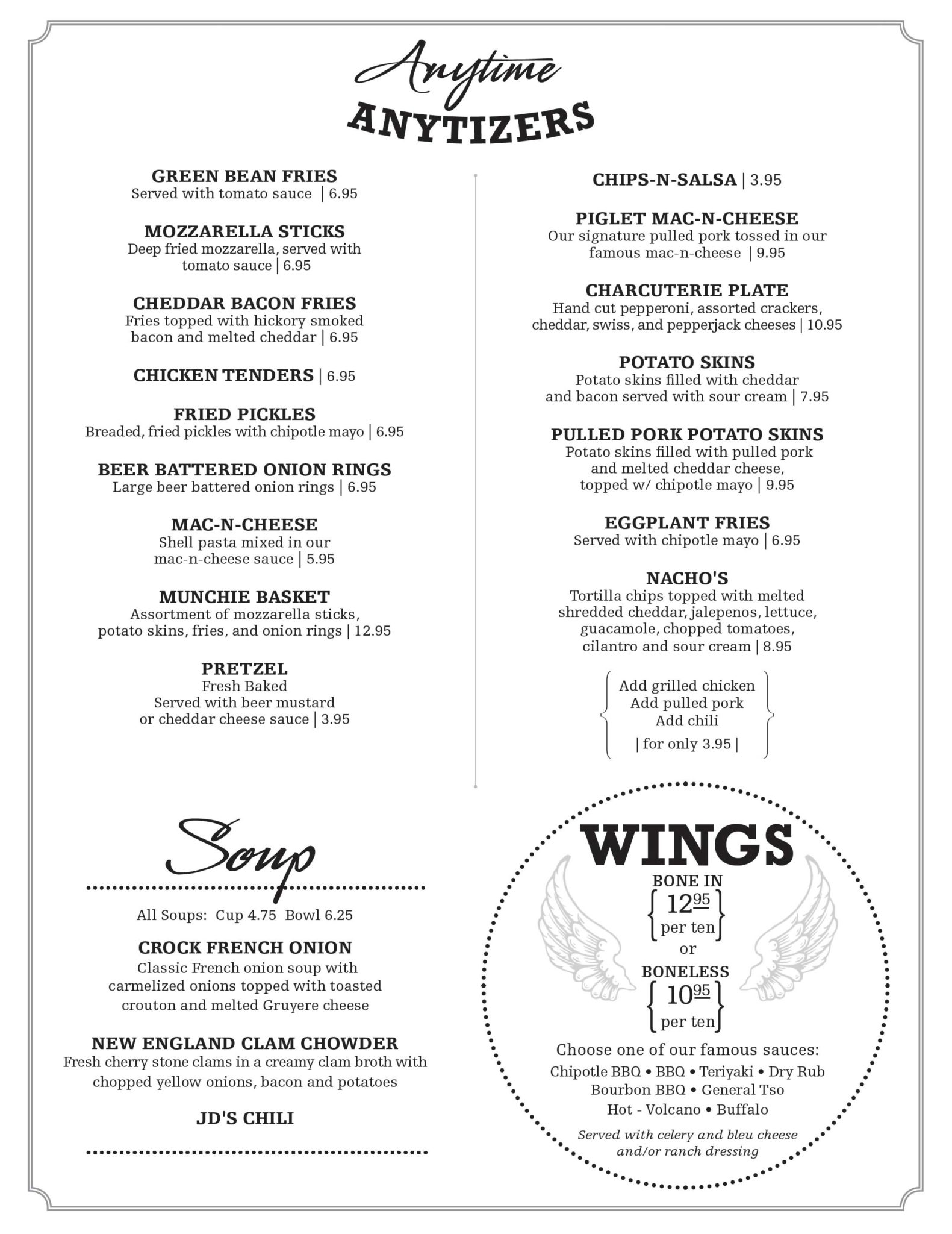 JD’s Pub Menu Best Burgers, Wings, Salads, and more