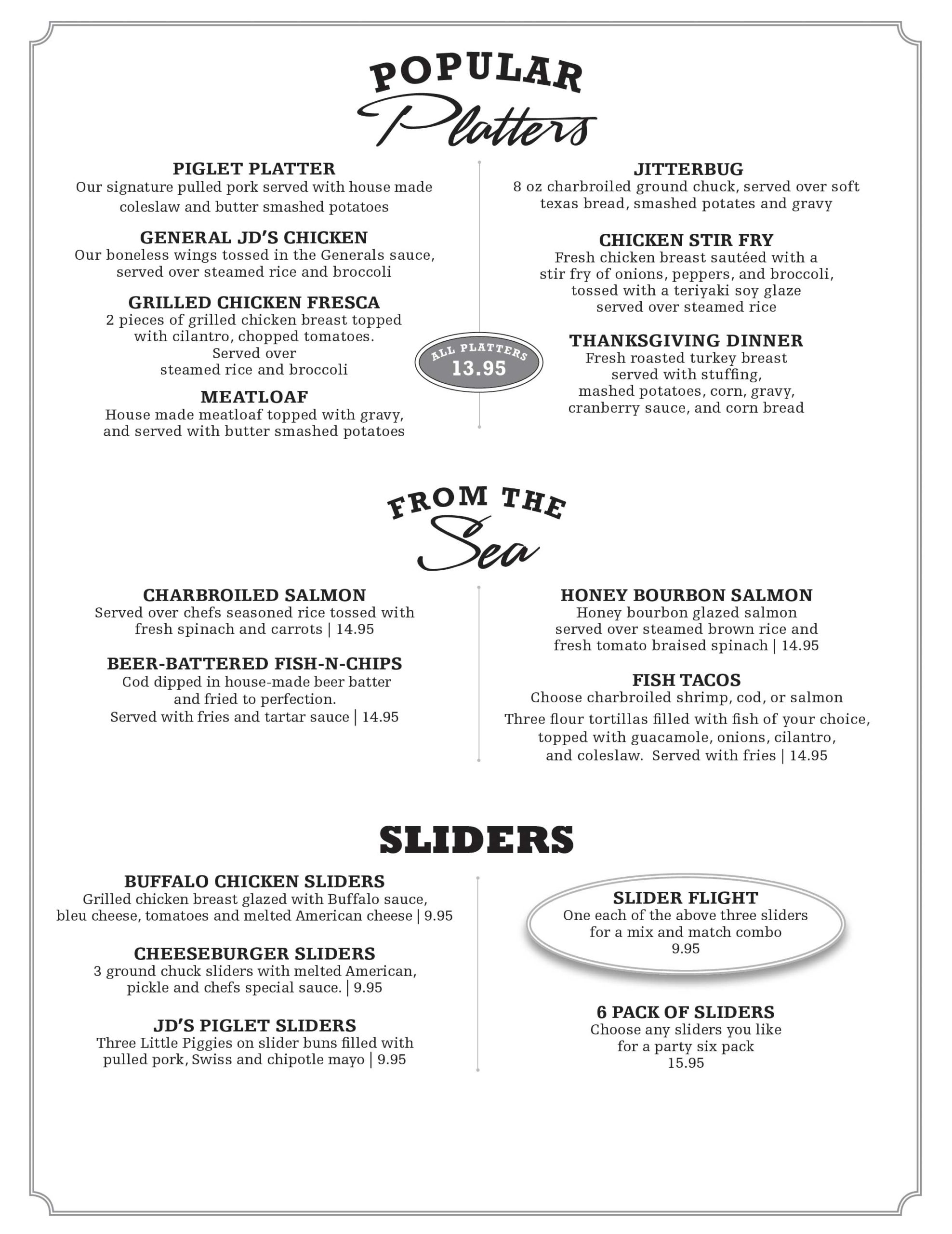 JD’s Pub Menu Best Burgers, Wings, Salads, and more