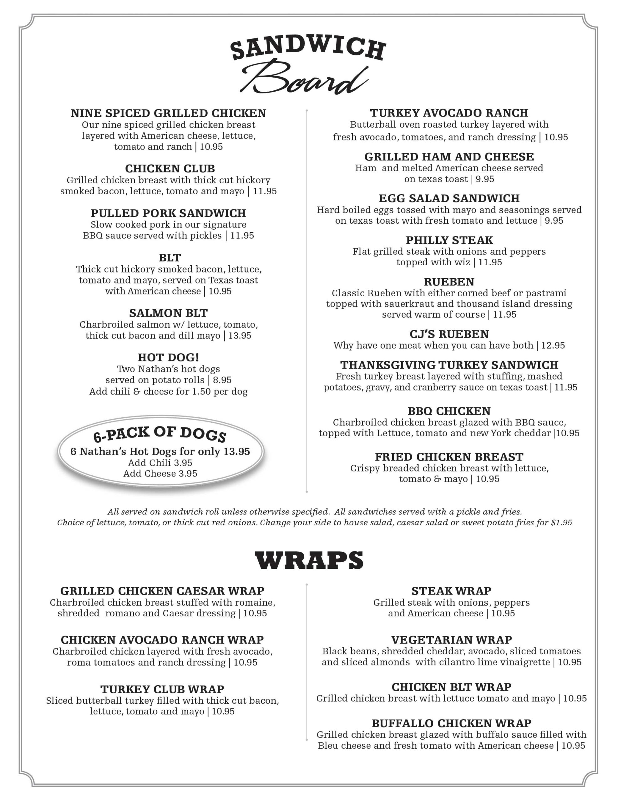JD’s Pub Menu Best Burgers, Wings, Salads, and more